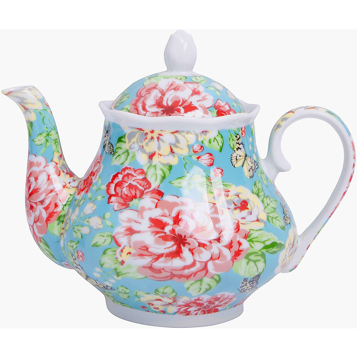 European Style Ceramic Teapot Coffee Pot Water Pot Porcelain Vintage Gift Tea Pot - 37 Oz - May Blossom