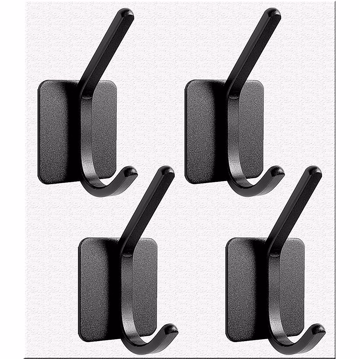 TAKORUY Heavy Duty Adhesive Hooks, Self-Adhesive Hooks, Brushed Space Aluminum Wall Hooks, Multiple Colors and Styles, 50 lb Maximum Load, Metal Coat Hook for Kitchen Home Schools and Offices (Black)