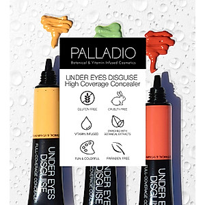 Palladio Full Coverage Concealer, Under Eyes Disguise, Creamy Face and Eye Concealer, Evens Skin Tone, Conceals Blemishes, Dark Circles and Fine Lines, Use with Concealer Brush, Peach Tea
