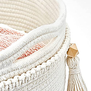 Mkono Macrame Magazine Rack and Macrame Laundry Basket Nursery Storage Bin Organizer Boho Decor for Bedroom Livingroom Dorm