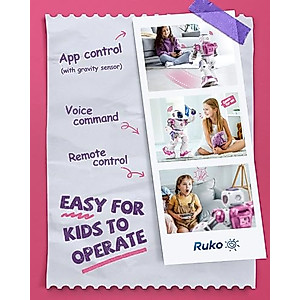 Ruko 1088 Smart Robot Toys for Kids, Large STEM Programmable Interactive RC Robot with Voice Control, App Control, Gifts for Boys & Girls Age 4 5 6 7 8 9, Pink