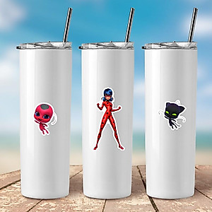 20 Pcs Miraculous Ladybug Stickers, Cartoon Vinyl Decals for Case, Phone, Laptop, Computer, Water Bottles, Luggage, Gift Bag, Party Favors