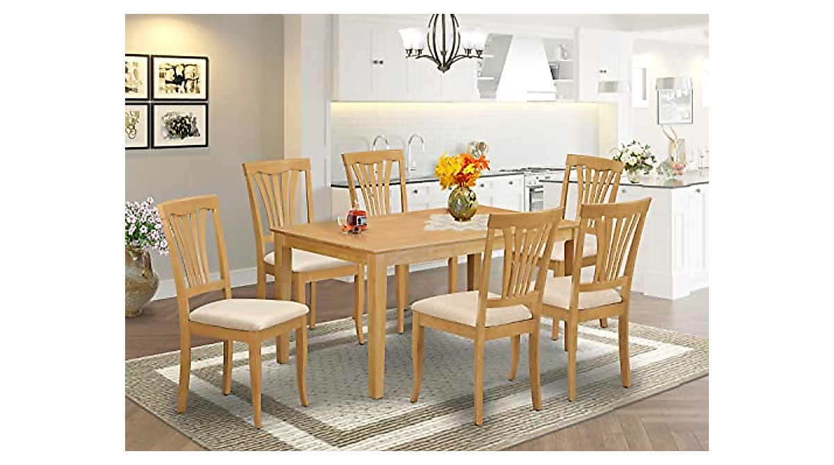 Capri 7 Piece Kitchen Table & Chairs Set in Oak
