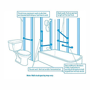 Moen LR8724D1GCH Home Care 24-Inch Designer Bath Safety Bathroom Grab Bar with Curled Grip, Stainless