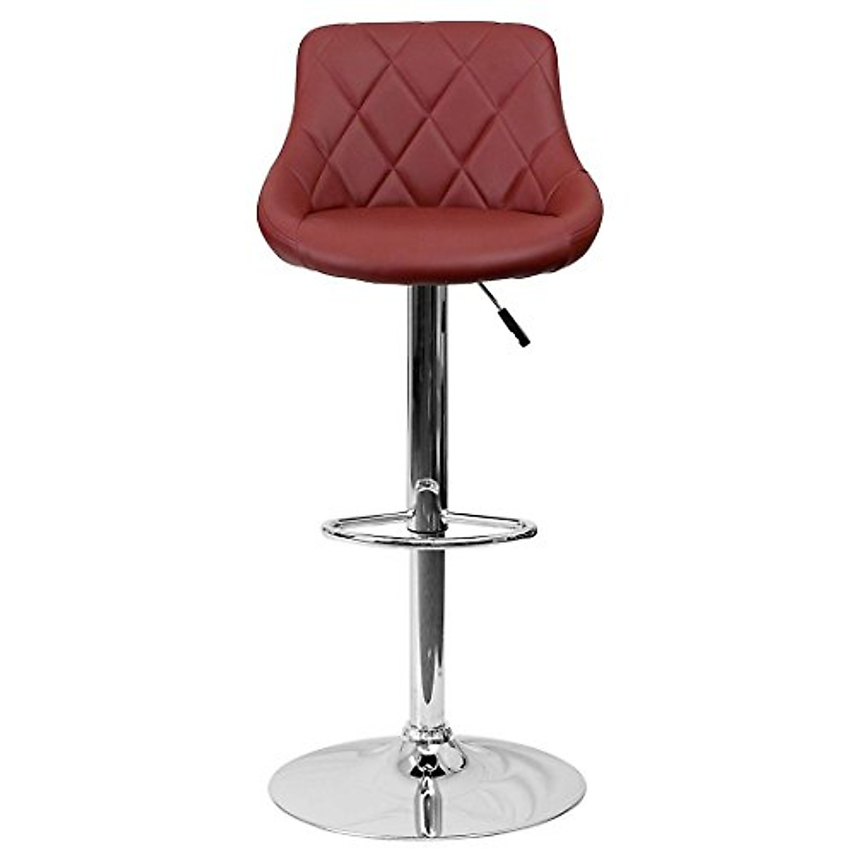 Contemporary Bar Stool Bucket Seat Design Hydraulic Adjustable Height 360-Degree Swivel Seat Sturdy Steel Frame Chrome Base Dining Chair Bar Pub Stool Home Office Furniture - Set of 2 Burgundy #1984