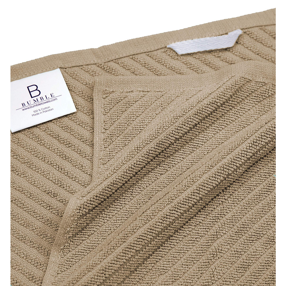 Premium Kitchen Towels (16”x 25”, 6 Pack) | Large Cotton Kitchen Hand Towels | Dish Towels | Diagonal Weave Design | 445 GSM Highly Absorbent Tea Towels Set with Hanging Loop | Tan