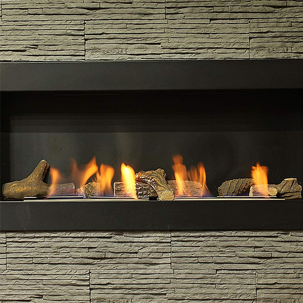 Gas Fireplace Logs Set of 9, Fireplace Logs Ceramic Wood Decoration for Gas Ethanol Firewood Log Set Hand Crafted Pine Cone Wood Use in Indoor, Outdoor