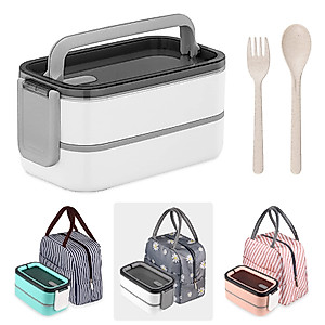Adult Bento Box Lunch Box Large, Bento Box Japanese Lunch Box Kit with Bag & Utensils, Food Picks for Bento Box Containers, Stackable Bento Box for Adults, Microwave Bento Boxes BPA-free Food Safe