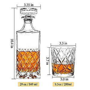 Lighten Life Whiskey Decanter Set,Italian Style Decanter Set with 4 Glasses in Gift Box,Crystal Bourbon Decanter Set for Scotch,Liquor,Whiskey Decanter Set for Men and Women