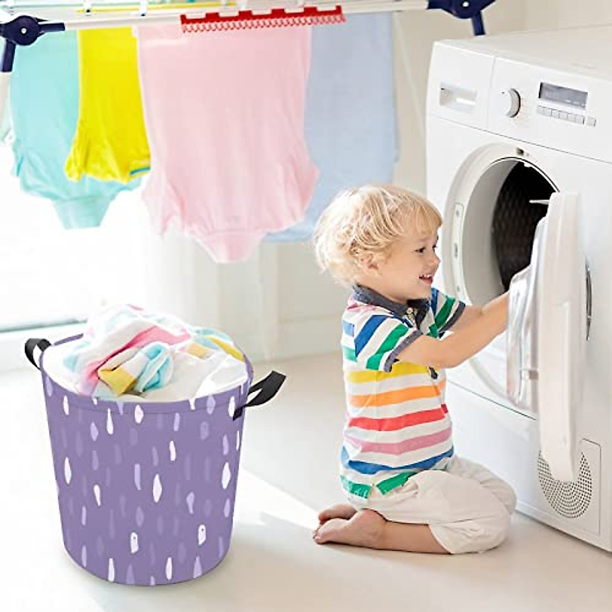 Clothes Hamper Laundry Basket Texture Pattern Collapsible Laundry Hamper with Extended Handles Easy Carry Washing Bin for Bedroom Dormitory Hotel Home Storage Basket for Clothes Toys Towels