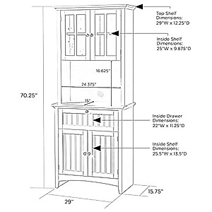 OS Home and Office Framed Glass Doors and Drawer in Black kitchen buffet with hutch