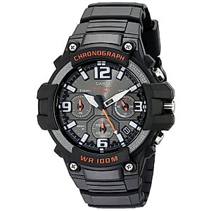 Casio Men's MCW100H Heavy Duty Design Watch, Black/Orange