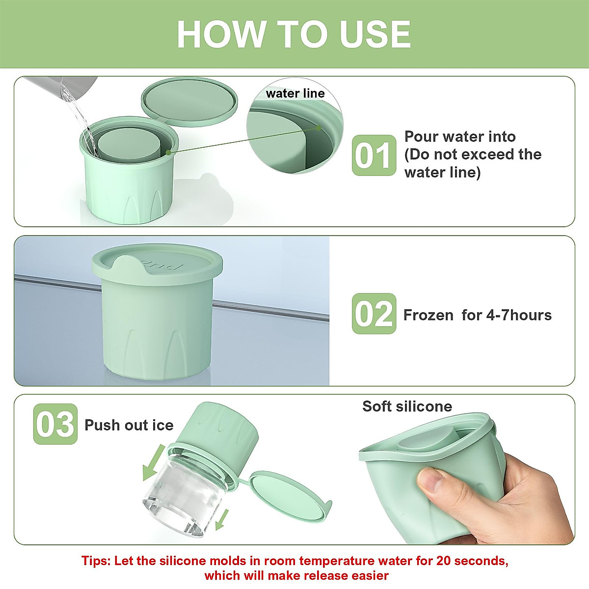 Silicone Stanley Ice Mold for Stanley Cup 20-40 Oz, Hyperzoo Hollow Cylinder Ice Cube Mold with Lid for Chilling Cocktails, Whiskey, Drinks, Coffee, Easy Fill and Release Ice Maker 3 pcs