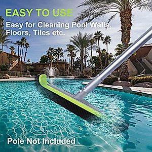 urchindj Pool Brush Heavy Duty, Premium Nylon Bristle Pool Brushes for Cleaning Pool Walls & Steps, Professional Pool Brush Head for Inground Pools with Integrated Aluminum Structure of Handle & Back