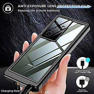 Temdan for Samsung Galaxy S23 Ultra Case,Waterproof Built-in Lens & Screen Protector[Full Body Shockproof][12 FT Military Drop Proof][Dustproof][IP68 Underwater] Case for Galaxy S23 Ultra 6.8’’-Black