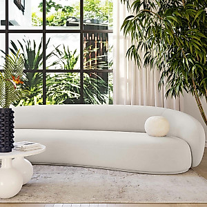 TOV Furniture Kendall Cream Velvet Upholstered120 Sofa