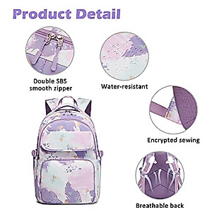 Robhomily 3pcs Girls Backpack with Lunch Box for Elementary Middle School 17 inch Kids Backpack with Lunch Bag Set Waterproof,Lightweight Pink School Backpack for Teen Girls