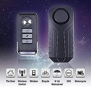 Upgraded Bike Alarm Waterproof with Remote, Vibration Motorcycle Bicycle/Door Burglar Alarm, Prevent Robbery and Door Prying, 113dB Loud, Adjustable Sensitivity, Scooter Accessories Vibration Sensors