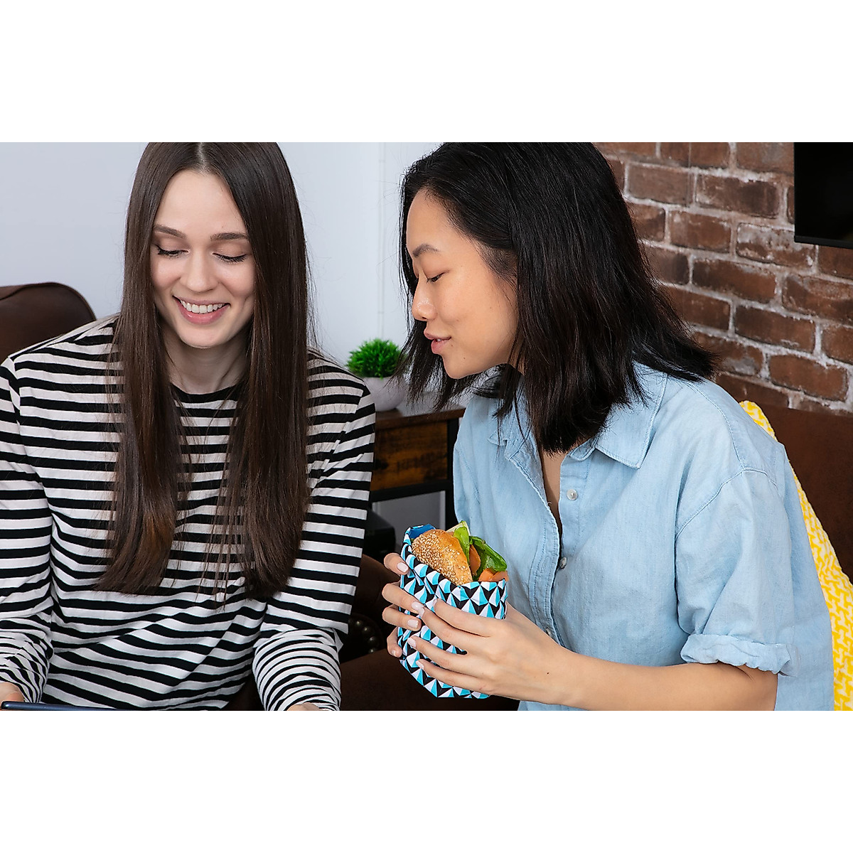 ROLL'EAT ® Boc'n'Roll Tiles | Reusable Sandwich Bag | Sandwich Container | Eco Friendly Food Bag | Reusable and Washable Sandwich Wrap | Green Color