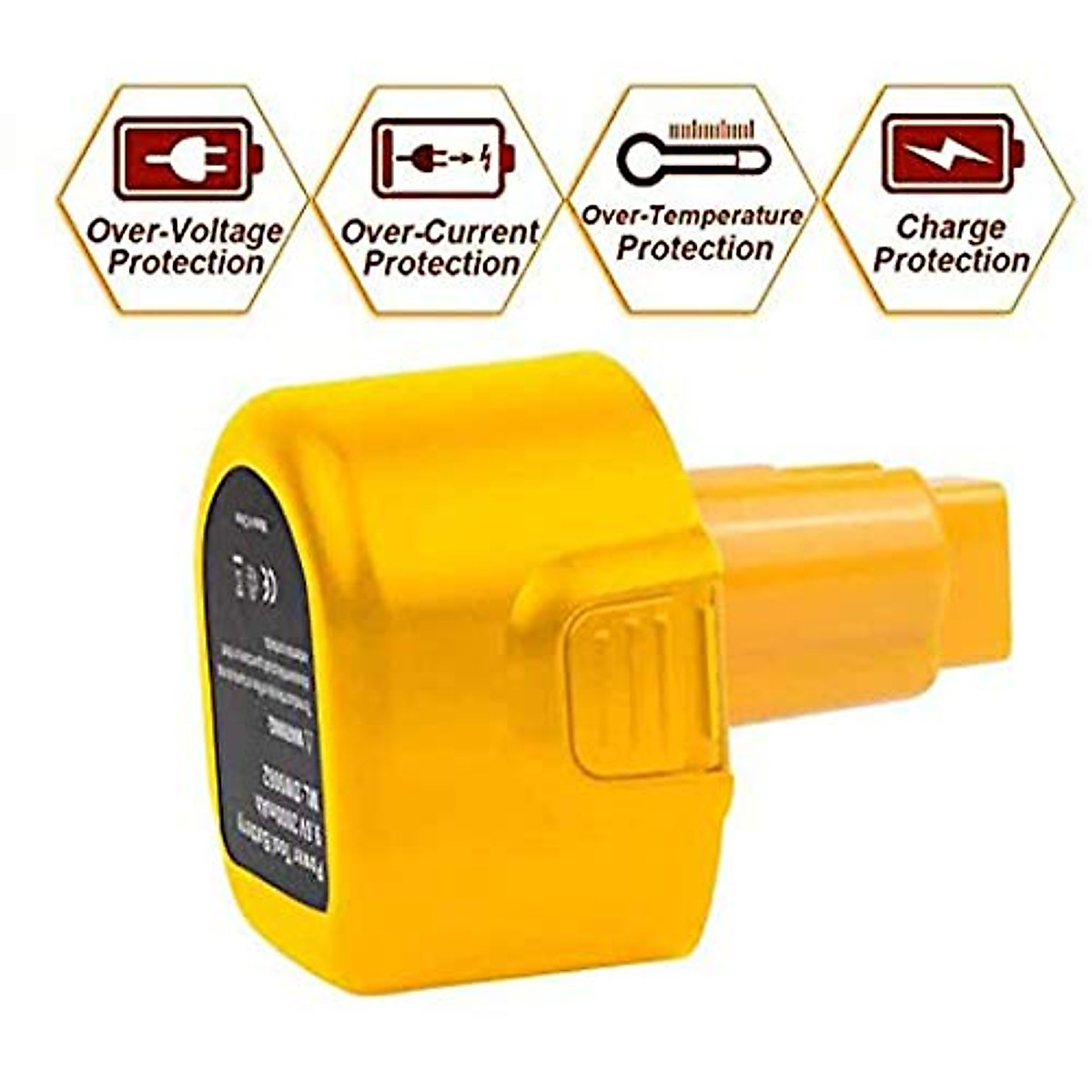 VANON [Upgrade to 4800Ah 9.6V DW9062 Ni-MH Replace for Dewalt 9.6Volt Battery DW9061 DW926 DC750KA DW955K DW955 DW926K-2 DW926K DW902 DW050 DE9062 DE9061 DE9036 DW955K-2 DW050K(2Pack,Yellow)