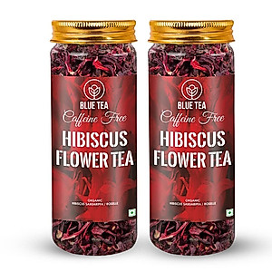 BLUE TEA - Hibiscus Flower Herbal Tea - 1.76 Oz (Pack of 2) | PRIME SAVING DAY | SKIN GLOW ENHANCING TEA | Flower Based - Non-Bitter - Caffeine Free - Tangy Flavor - GMO - Free - Natural Ingredients | Food Grade Pet Jar