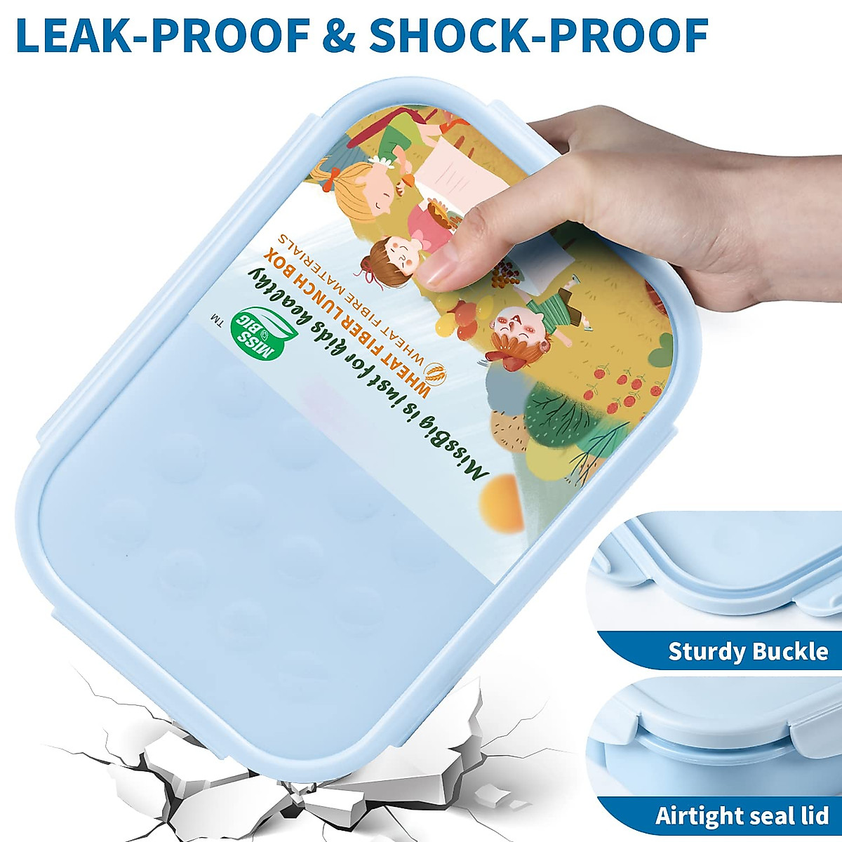 MISS BIG Bento Box,Bento Box Adult Lunch Box,Ideal Leak Proof Lunch Box Containers,Mom’s Choice Kids Lunch Box,No BPAs and No Chemical Dyes,Microwave and Dishwasher Safe Bento Lunch Box Orange & Bl