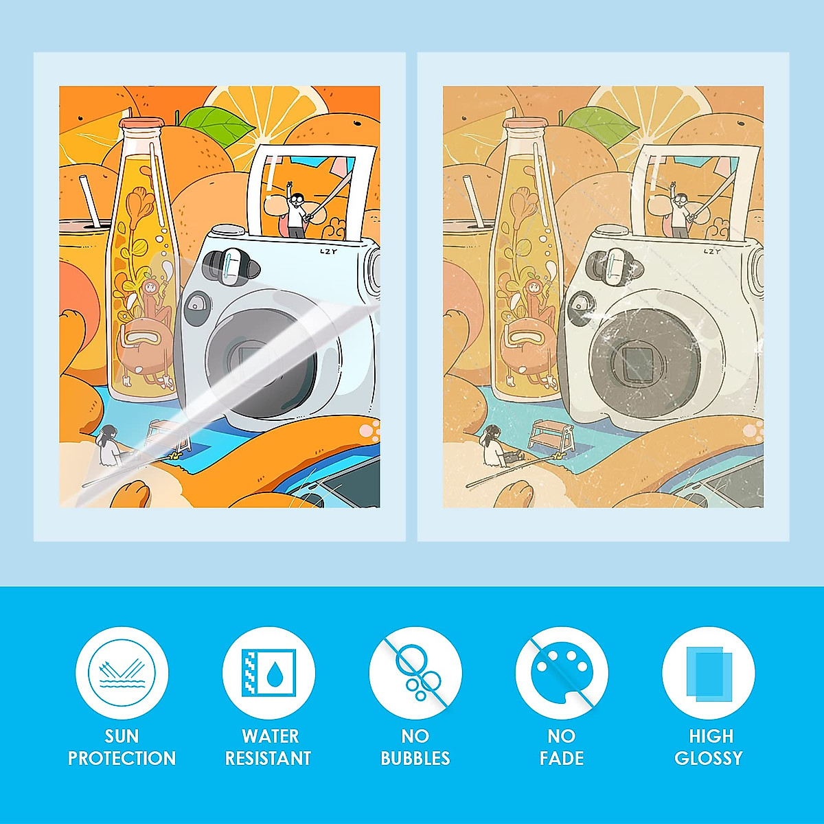 HTVRONT Self-Adhesive Laminating Sheets-20 Sheets 9 X 12 Inches Self Laminating Sheets, No Machine Needed Clear Laminating Sheets