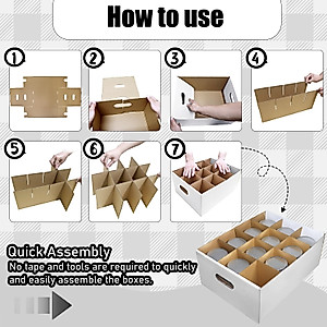 Yamahiko 6 Pieces Mason Jar Storage Box for Quart Size Canning Jars, Cardboard Canning Mason Jar Storage Boxes Organizer Holder Container for 32 oz Mason Jar Stacking Packing Moving, White