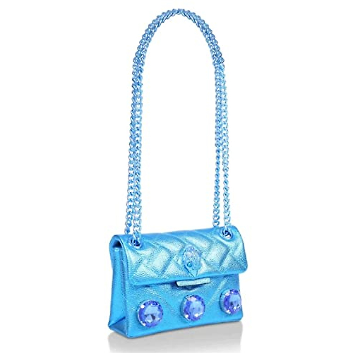 Kurt Geiger Crossbody Womens Blue Mini Kensington Crystal Drench Quilted Bag