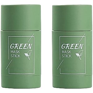Nenrte 2pcs Green Tea Deep Cleanse Mask Stick, Green Tea Blackhead Remover Stick, Removes Blackheads Green Mask Stick for All Skin Types