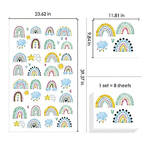Mitoykus 2 Sets Pastel Wall Stickers Rainbow Bunny Egg Carrot Hyacinth Watercolor Wall Decals for Kids Room Party Nursery