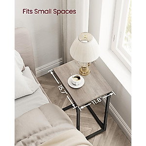 VASAGLE C-Shaped End Table, Small Side Table for Couch, Sofa Table with Metal Frame for Living Room, Bedroom, Bedside, Greige and Black