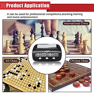 LEAP Chess Clock Digital Chess Timer Professional for Board Games Timer with Alarm Function Black (Official Store)
