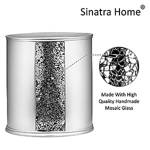 Zahari Home Sinatra Waste Basket Decorative Beautiful Designs Bathroom Bedroom Living Room Decor, Silver