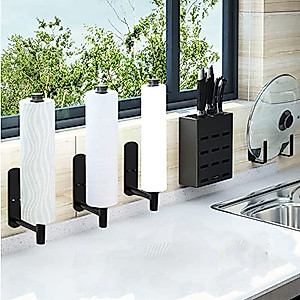 Upgraded Calegency Paper Towel Holder Under Cabinet, Wall Mounted Paper Towel Dispenser, Matte Black SUS304 Self-Adhesive and Drilling Optional Large Paper Towel Roll Holder for Bathroom, Kitchen, RV