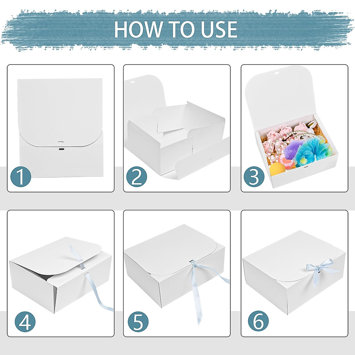 WLUSEAXI 15Pack Gift Boxes with Lids for Presents, 10x8x4 Inch Bridesmaid Proposal Box, White Gift Boxes with Ribbon for Bride Shower, Birthday, Wedding, Party, Graduation Gift