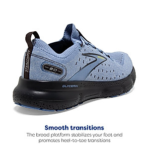 Brooks Men’s Glycerin StealthFit 20 Neutral Running Shoe - Light Blue/Nine Iron/Sulphur - 10 Medium