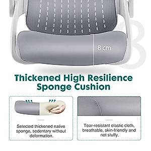 Office Chair - Ergonomic Flip-up Arm Home Office Computer Swivel Desk Chair with Wide Seat, Thickened Seat Cushion, Widened Backrest, Storage Back Basket, Lumbar Support