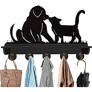 Dog and Cat Design Key Hook Wall Hanger Heavy Duty Clothes Handbag Coat Dog Leash Holder Key Holder Rack for Animals Owner