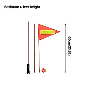 Bike Safety Flags with Pole and Mount, Cycling Safety Flag with Heavy Duty Fiberglass Pole, Orange Safty Flag Bicycle Safety Flag with Bicycle Mounting Bracket - 6 Feet