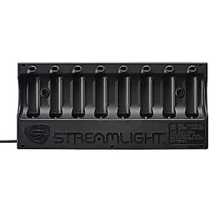 Streamlight 20221 SL-B26 Protected Li-Ion USB Rechargeable 8-Unit Bank Charger, Black