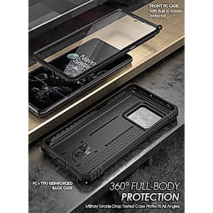 Poetic Revolution Series Designed for Oneplus 10T Case, Full-Body Rugged Dual-Layer Shockproof Protective Cover with Kickstand and Built-in-Screen Protector, Black