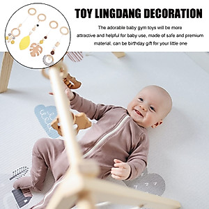 Toddmomy Wood Baby Gym with 4 Wooden Pendant Toys Wooden Gym Hanging Toys, Wooden Hanging Toys Baby Play Gym for Newborn Gift （ Yellow ）