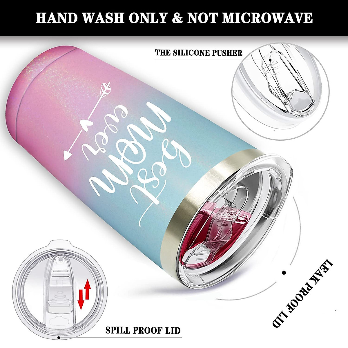 Fufandi Mom Gifts, Best Mom Ever - Christmas Birthday Gifts for Mom from Daughter, Son, Husband - Mothers Day Gifts for Mom, Mama, Mommy, Wife - Mom Tumbler Cup