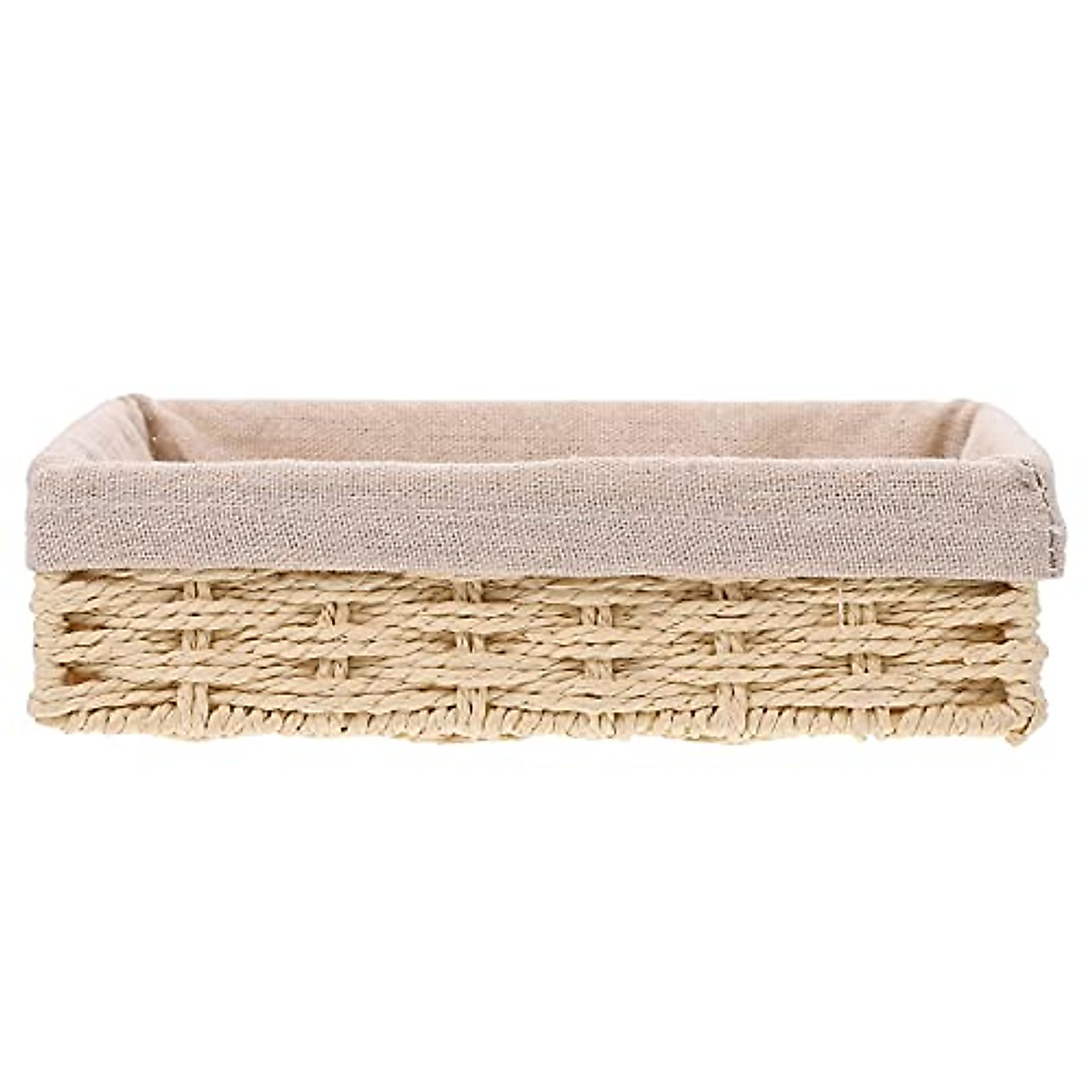 VOSAREA Small Wicker Baskets with Liners Shelf Baskets Rectangular Basket Rattan Wicker Baskets Sundries Organizer Cosmetic Makeup Holders (Beige)