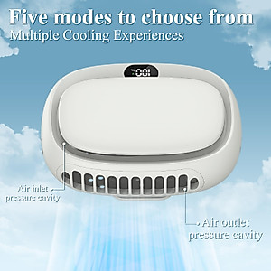 LOHAJ Portable Powerful Battery Neck Fan, Cooling Waist clip fan, Cordless Wearable fan Mini Cooler Fan Camping Fan for Outdoor Travel Office(2000mAh), White