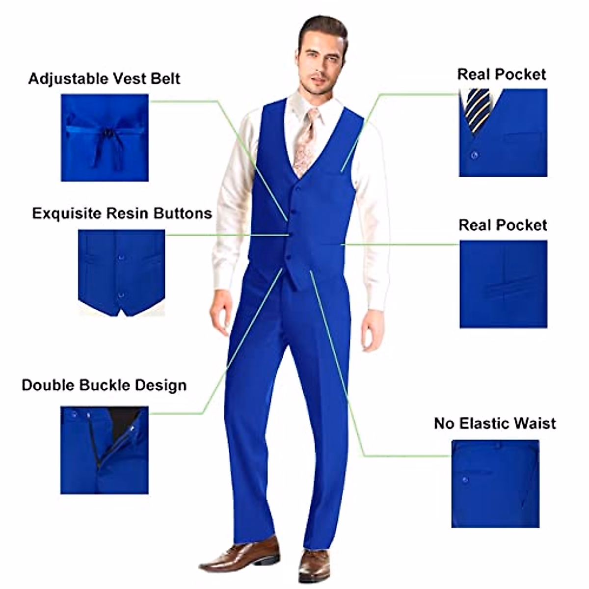 Men's Suit Slim Fit 3 Piece Suit Set Royal Blue Suits for Men Prom Wedding Groomen Suit Blazer Jacket Pants Set Business Tuxedo Men S