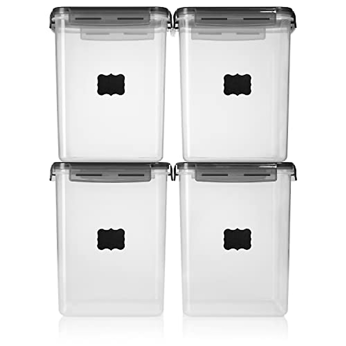 WHITE FEATHER SUPPLIES 4 PC [5.2L / 175 Oz] Large Airtight Food Storage Containers with Lids - Leakproof BPA Free Plastic Kitchen & Pantry Organization for Sugar, Flour & Rice + 4 Measuring Cups