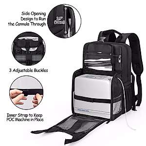 CURMIO Travel Backpack Compatible with Inogen, OxyGo and Caire Units, Portable Oxygen Concentrator Bag with Storage Compartment, Bags Only