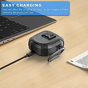 Secure Lock Bose QuietComfort Earbuds II Case(2022)&Bose QuietComfort Ultra Case (2023),WQNIDE Shockproof Protective Bose Earbuds 2 Case Cover for Bose QC II Accessories with Carabiner&Lanyard (Black)